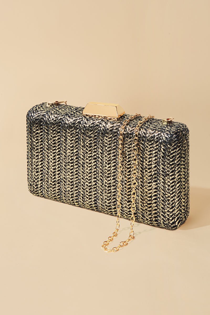 Clutch Rafia Negro/Oro · Le Palmier · – Bruna